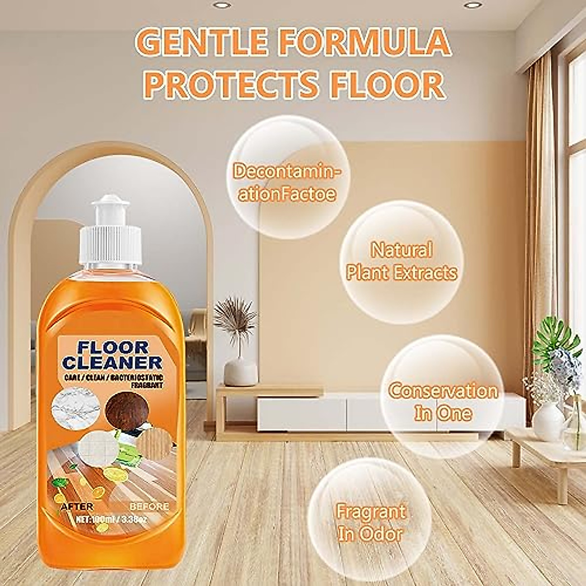Niaoyun 2Pcs Momeng Floor Cleaner Orange, Floor Cleaner Liquid Momeng, Powerful Decontamination Floor Cleaner, Natural Hardwood Floor Stain Cleaner