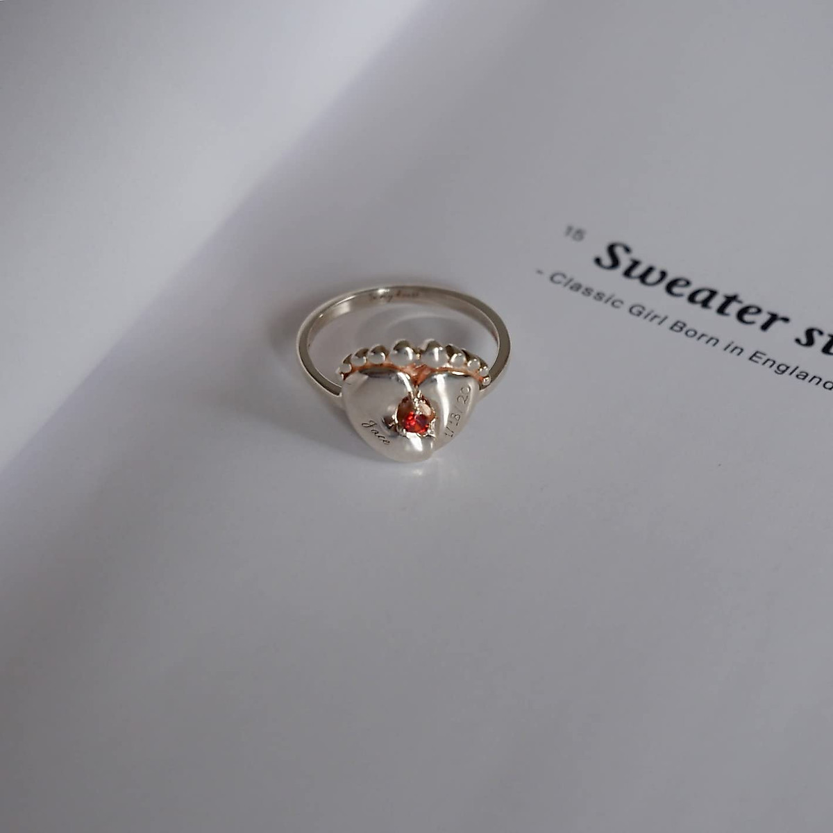 Custom Name Sterling Silver Mother Daughter Rings Mothers Day Ring With Birthstones Mom Personalized Mother's Stone 1 Birthstone for Women Cute Miscarriage Gifts Engraved