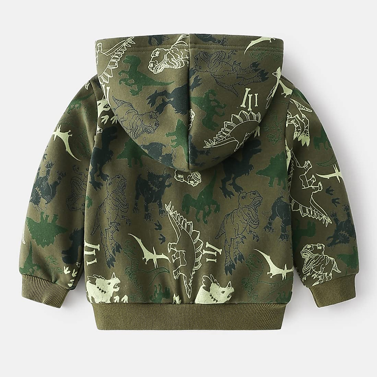 NautySaurs Boys Zip-up Dinosaur Hoodies Toddler Light Jackets Zipper Sweatshirt (C-Green, 5T)