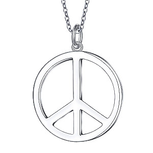 DAOCHONG S925 Sterling Silver Peace Sign Pendant Necklace for Women Men