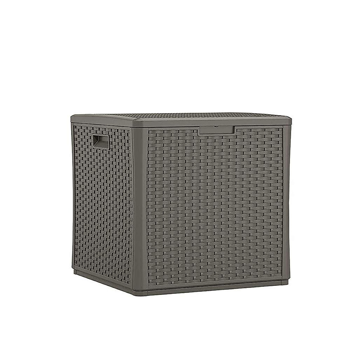 Suncast 60 Gallon Outdoor Weather Resistant Hard Plastic Storage Cube Deck Box Bin with Handles and Lid for Patio, Garden, or Shed, Stoney