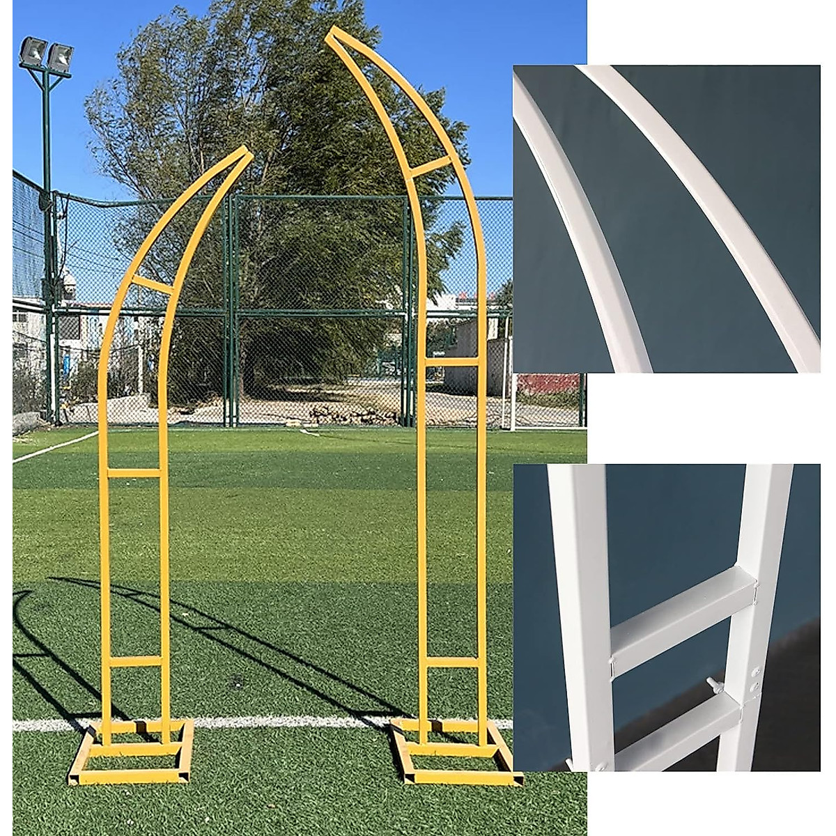 gooatry 6.9&8.2 FT Backdrop Stand,Gold Balloon Arch Stand,Curved Design Flower Balloon Frame,Arch Photography Backdrop Stand for Wedding,Party,Birthday,Event Decor,(2.1M&2.5M,6.9&8.2 FT)