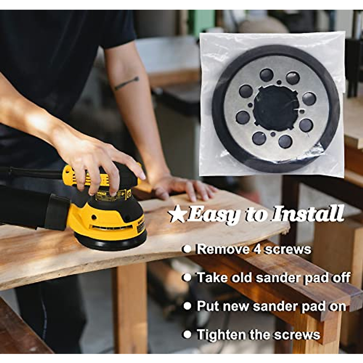 5 inch 8 Hole Hook & Loop Replacement Sander Backing Pad for DeWalt DWE64233, N329079, RSP54 - Metal Backing - Compatible with DWE6423/6423K, DWE6421/6421K, DWE6421-B2, DWE6421-B3, DWE6421-BR (1 Pack)