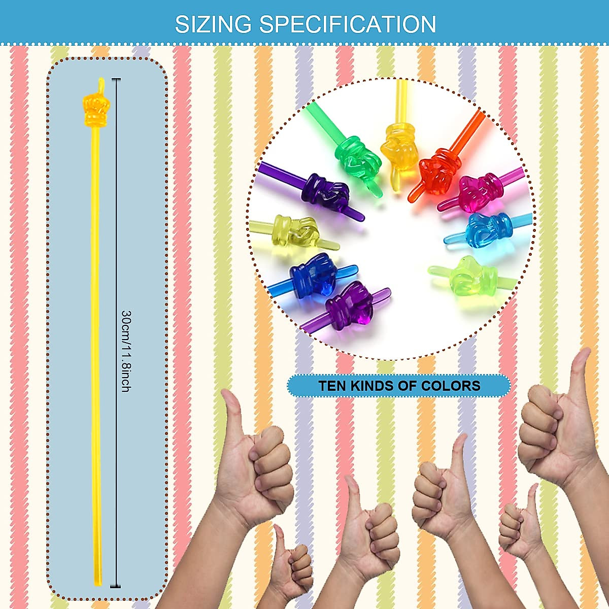 LNQ LUNIQI 10 PCS Teaching Pointers Reading Pointers Resin Presentation Finger Pointers Mixed Color Stick for Teachers Aids, Kids of Ages 3+