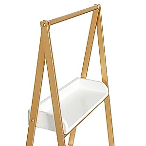 Creative Co-Op Three Tier A-Frame Open Standing Shelf, White and Gold