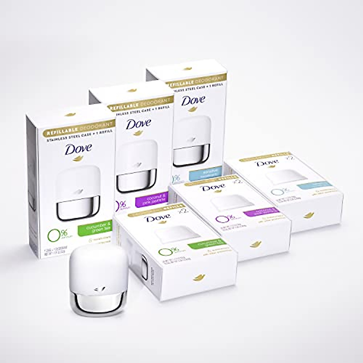 Dove Refillable Deodorant Starter Kit 0% Aluminum Sensitive Aluminum Free Deodorant 1.13 oz