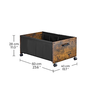 FOUCSSOMEI Under Bed Storage with Wheels, Wooden Under Bed Storage Containers, Under Bed Shoe Storage Organizer, Rolling Under Bed Drawers, Metal Frame, Patented Design