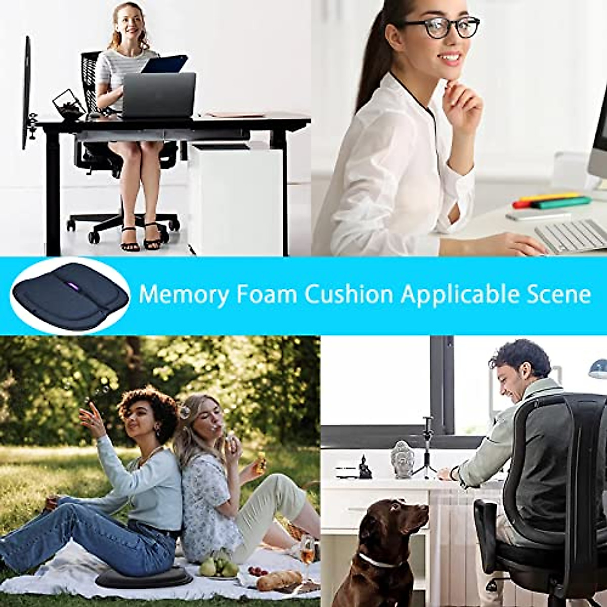 Newsty Gel Seat Cushion, Upgraded Foldable Office Chair Seat Cushion Orthopedic Car Seat Cushion for Back, Coccyx, & Tailbone Pain Relief Expecially for Long Sitting