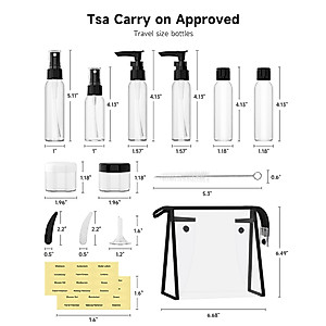 Morfone Travel Bottles kit, TSA Approved Travel Size Containers for Toiletries Leak Proof Refillable Liquid Travel Accessories with Toiletry Bag for Cosmetic Shampoo Conditioner Lotion