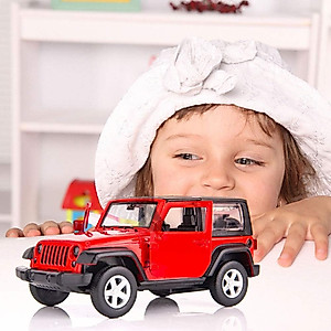 BDTCTK 1/42 Scale SUV Wrangler Car Model Toy Zinc Alloy Die-Cast Pull Back Vehicles Kid Toys for 4 5 6 Year Old Boy Girl Gift(Red)