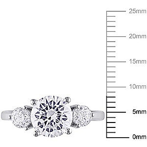 Abbie+Cleo 4 1/3 CT TGW Women's Cubic Zirconia 3 Stone Engagement Ring - Anillo de Mujer - 925 Sterling Silver - Statement Ring (Round Shape - Size 9)