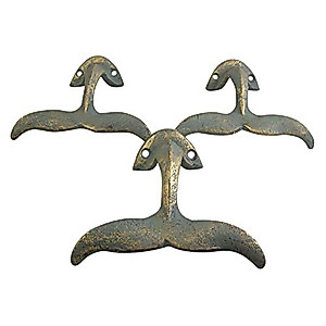 Whale Tail Cast Iron Wall Hook 4 3/4 Inch (Set of 3)