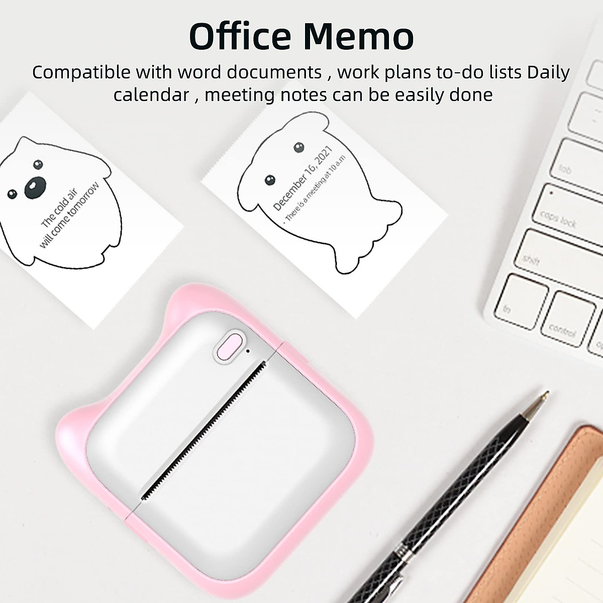 Mini Pocket Photo Printer Portable Thermal Printing Machine 203dpi Wireless BT Connection for Picture Lable DIY Handcraft List Meno Notes Journal Receipt Paper Instant Printer Sticker with 6 Roll