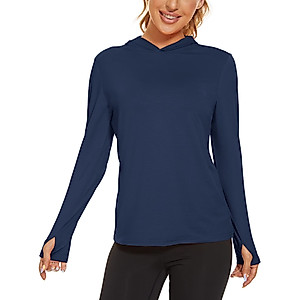 KEFITEVD Sun Shirt Women Long Sleeve UV Protection Workout Top for Women Lightweight Long Sleeve SPF Shirt Women Athletic Shirt Navy