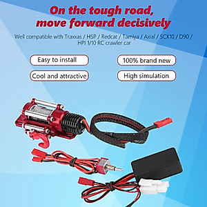 RC Car Winch,1/10 Scale Rc Car Metal Winch with Remote Controller for Scx10 D90 HPI 1/10 Rc Crawler Car.