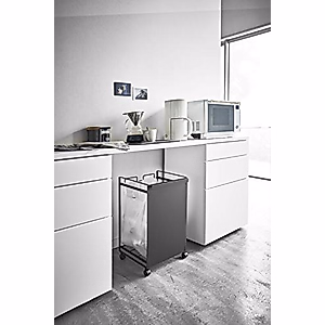 Yamazaki Home Tower Concealed Rolling Trash Sorter kitchen waste bins, One Size, Black