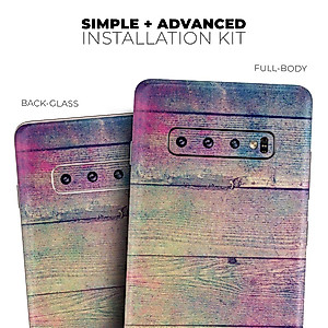 DesignSkinz Pink & Blue Grunge Wood Planks Protective Vinyl Decal Wrap Skin Cover Compatible with The Samsung Galaxy S20 (Screen Trim & Back Glass Skin)