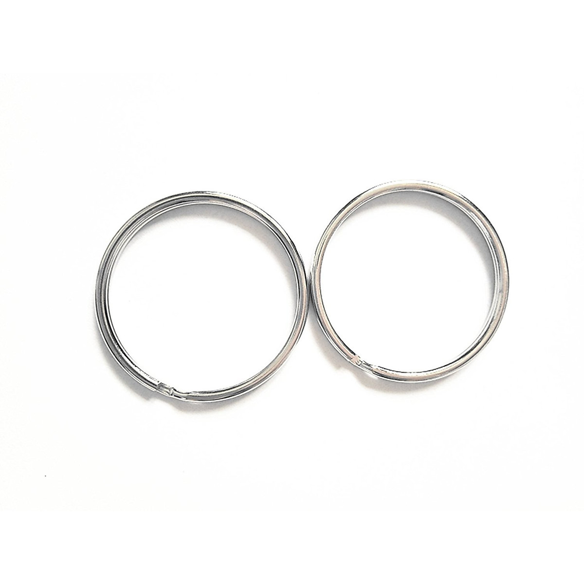 50 Pcs 38mm 1.5" Round Edged Split Key Chain Ring Connector Keychain Keyring,Silver Steel Round Edged Circular Keychain Ring Clips