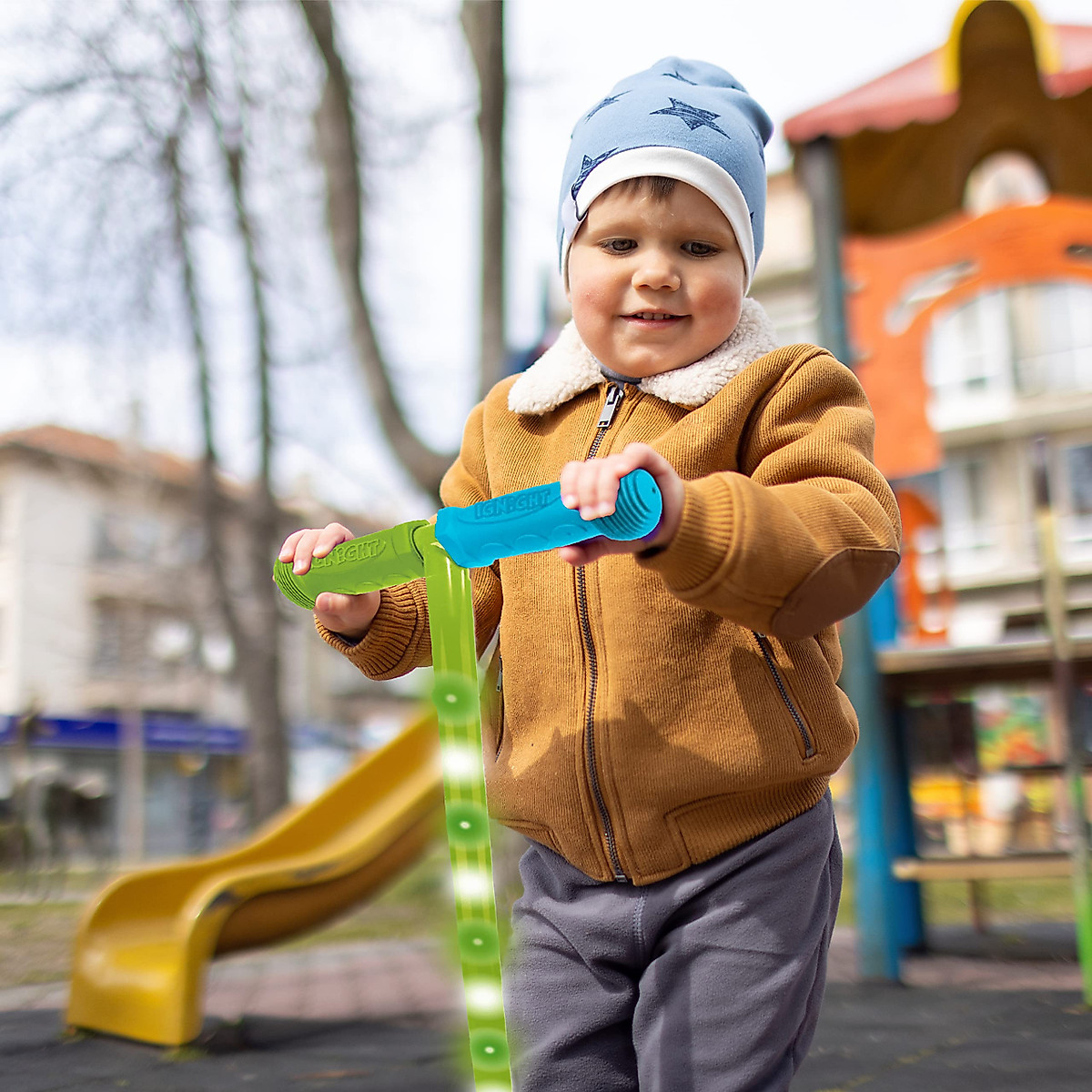 Sakar Ignight Green 3 Wheel Scooter for Boys and Girls Ages 3+, Max Weight 75lbs, Foot-Activated Brake - Durable, Comfortable, & Easy to Ride