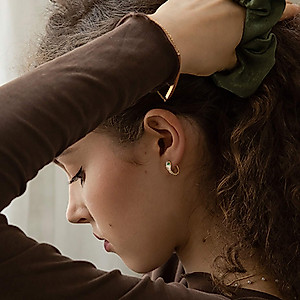 VACRONA Gold Hoop Earrings Huggie Earrings for Women 14k Gold Plated Small Hoops Green Snake Shell Beaded Earrings Hypoallergenic Jewelry Gift