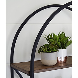 Brown Black Bookcase, Bookshelf 5 Tier Bookcase Arched Display Racks Tall Standing Bookshelves, Storage Rack Shelf Large Black Book Shelf for Bedroom, Living Room, Home Office