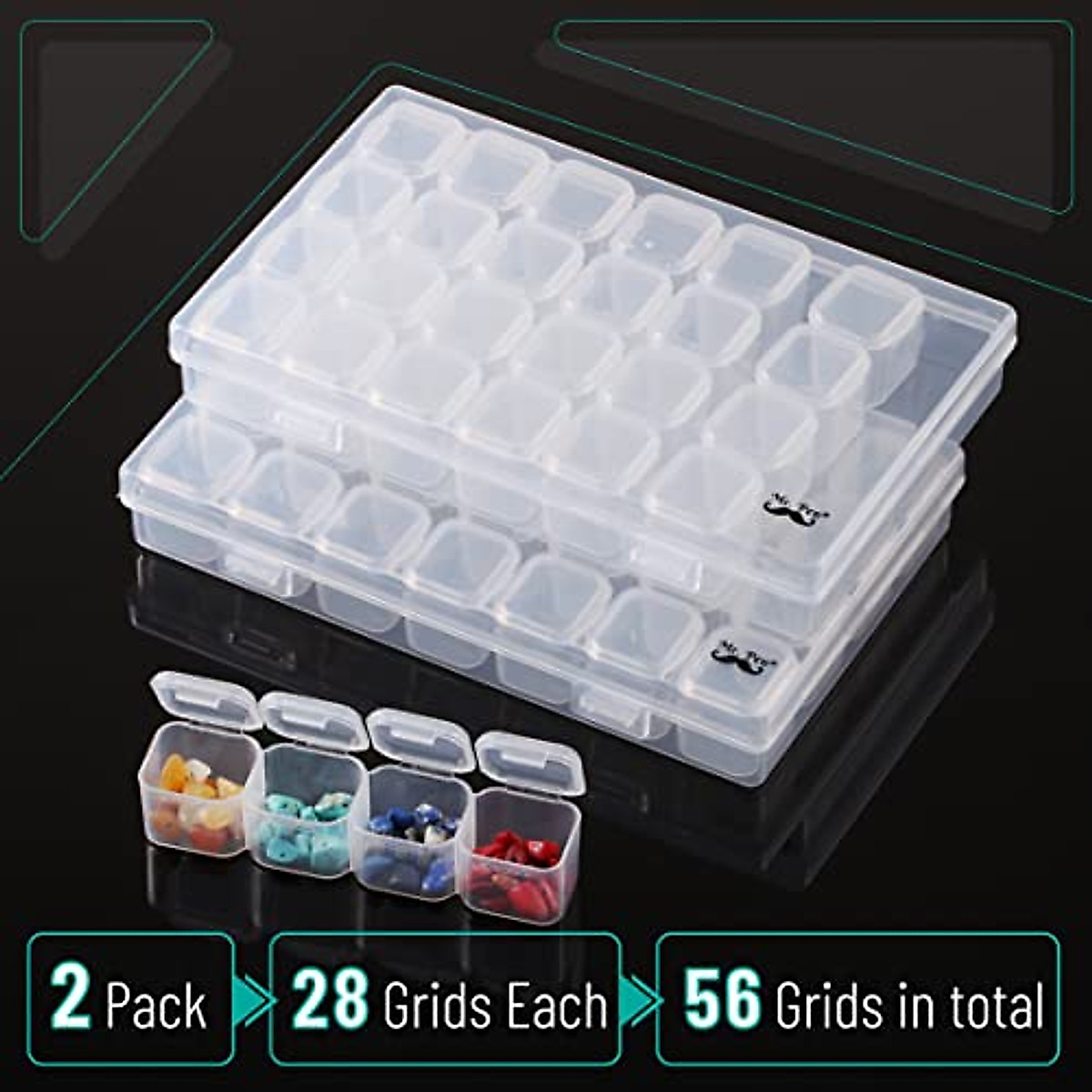Mr. Pen- Diamond Painting Storage Containers, 28 Grids, 2 Pack, Bead Storage Containers with 160pcs Label Stickers, Diamond Art Storage Containers, Bead Box, Diamond Painting Organizer
