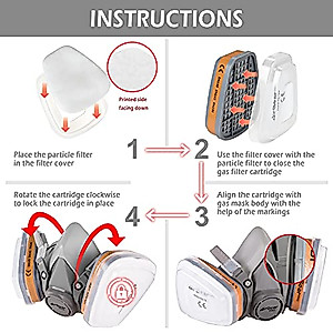 AirGearPro M-500 Reusable Respirator Mask with A1P2 Filters | Anti-Gas, Anti-Dust | Gas Mask Ideal for Painting, Woodworking, Construction, Sanding, Spraying, Chemicals, DIY etc