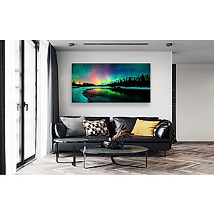 S01962 Wall Art Aurora scenery Painting on Canvas Stretched and Framed Canvas Paintings Ready to Hang for Home Decorations Wall Decor