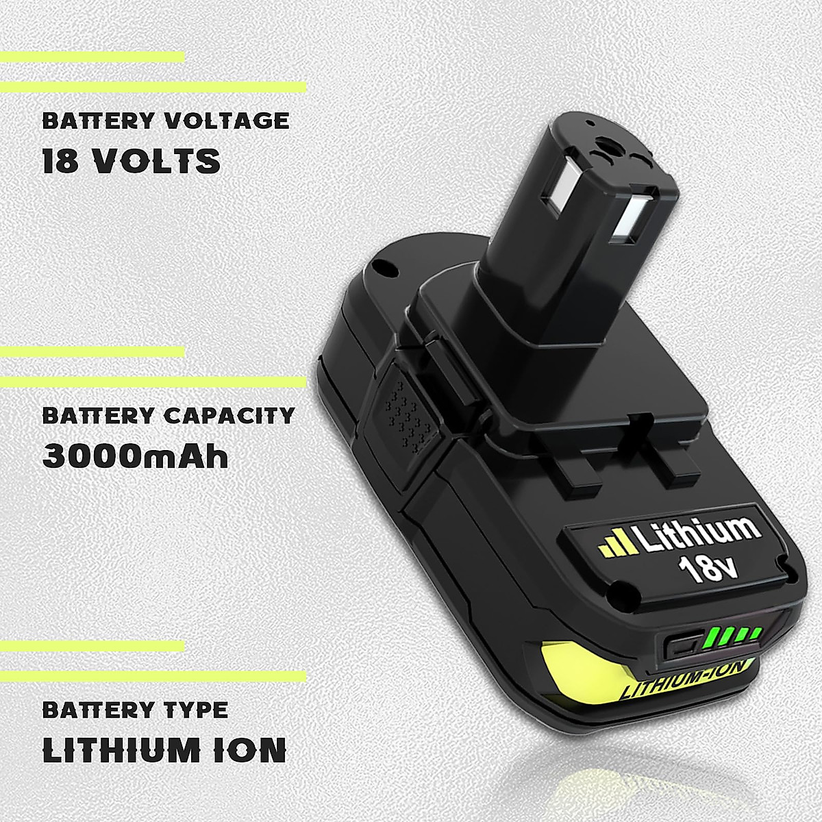 Enermall 2-Pack 3000mAh 18V P102 P108 Li-ion Replacement Battery for Ryobi 18 Volt Lithium-ion Plus Max P103 P105 P107 P109 P104 Compatible with 18Volt Power Cordless Tools