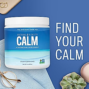 Natural Vitality Calm, Magnesium Citrate Supplement, Anti-Stress Drink Mix Powder - Gluten Free, Vegan, & Non-GMO, Raspberry Lemon, 16 oz