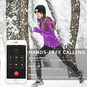 Tutuko Unisex Bluetooth Beanie Hat with Light, Built-in Speaker Mic, Headlamp Cap with Headphones, Tech Gift for Men Women Black…