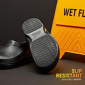 Avia Flame Slip Resistant Clogs for Women, Slip On Work Shoes for Food Service, Garden, or Nursing - Black, 8 Medium