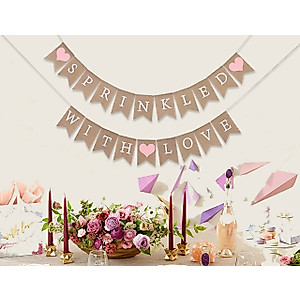 Sprinkled with Love Burlap Banner - Burlap Baby Shower Banner , Sprinkled with Love Baby Shower Decorations , Baby Sprinkle Banner, Sprinkled With Love Sign, Rustic Girl Boy Shower Burlap Banner , Photo Decoration Props
