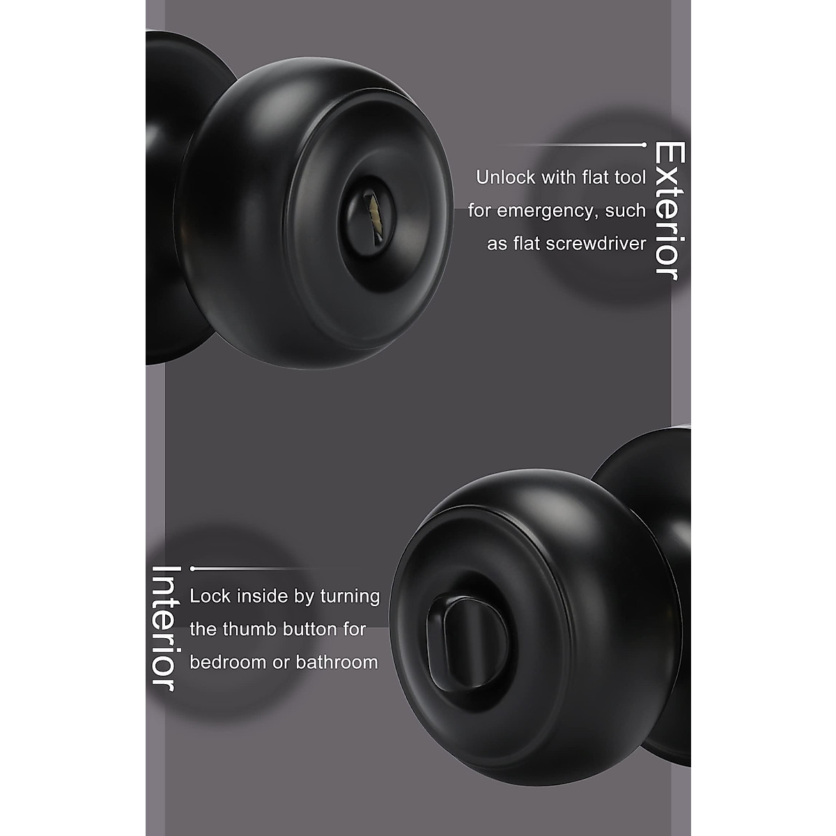 goldenwarm Black Interior Door Knobs, Matte Black Privacy Door Knob, Black Bedroom Door Knobs, Black Door Knobs Interior Bulk, Indoor Bathroom Door Knob(8 Pack, Matte Black)