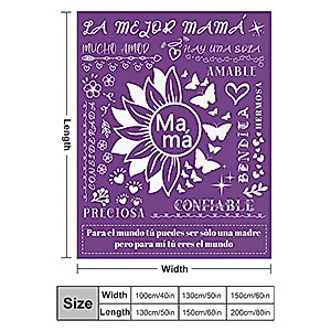 Mercuryelf Spanish Mom Blanket Gift, 40"x50" Flannel Fleece Blanket Throw, Feliz Dia de las Madres Regalos para Mamá en Español with Words of Encouragement,Hispanic Gifts for Mom from Daughter