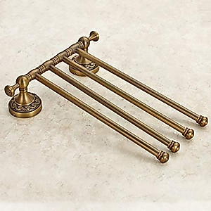 -Shelf Balcony Bathroom Towel Rail,Towel Rack Towel Rack,Wall-Mounted Brass Bathroom Kitchen Towel Rack Holder with Extra Long 4 Bars Sweat Towel Holder