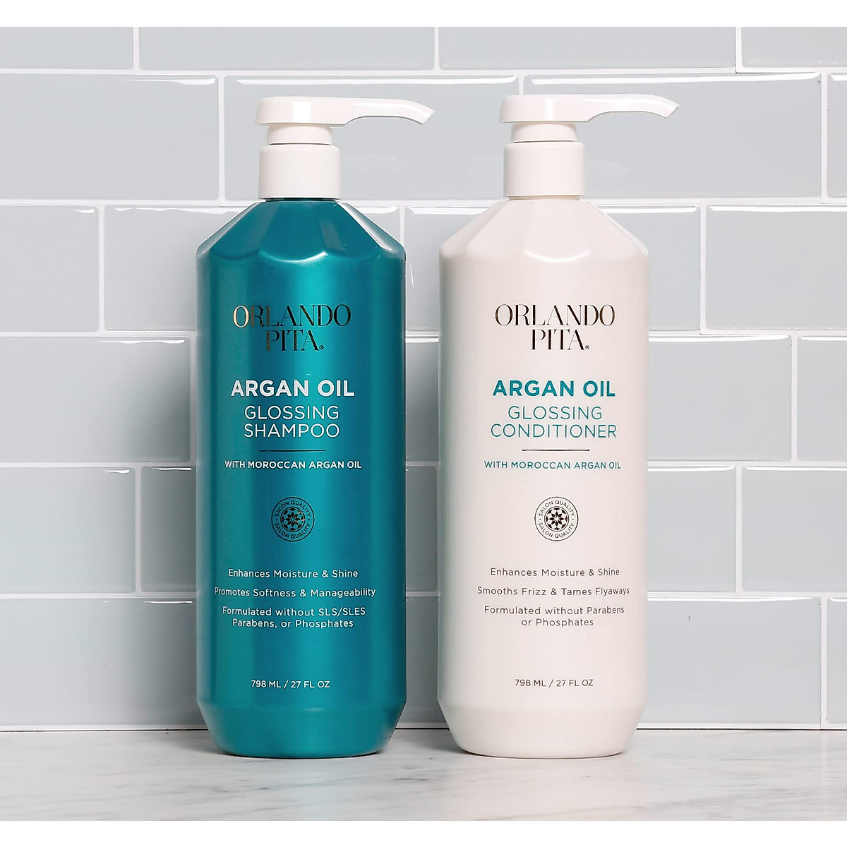 ORLANDO PITA Argan Oil Shampoo, 27 Fl Oz Salon Size- Premium Nourishing Hair Care for Men & Women - Professional Moisturizing, Anti Frizz, Hydrating Solution for Dry, Damaged Hair