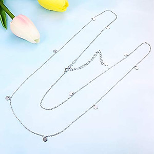 Sllaiss 925 Sterling Silver Belly Waist Chain Body Jewelry for Women Beach Bikini Belly Silver Chain Belt