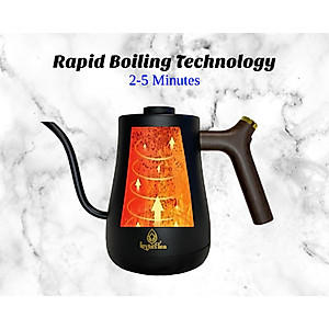 Gooseneck Electric Kettle Leyla's Ultra Fast Boiling Water, Kettle with 5 Variable Presets, 100% Stainless Steel, Leak-Proof Design, Boil-Dry Protection 1L, Matte Black