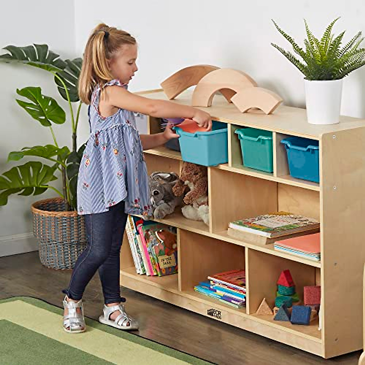 ECR4Kids Scoop Front Storage Bin, Multipurpose Organization, Contemporary, 5-Piece