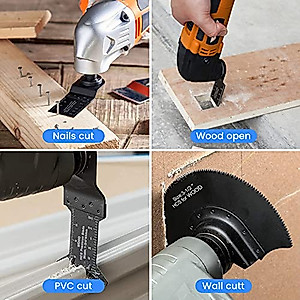 Oscillating Saw Blades, 33pcs Quick Release Oscillating Tool Blades for Wood Metal Cutting, Multi Tool blades Compatible with Fein Multimaster Porter Dewalt Makita Milwaukee Chicago Craftsmans etc.