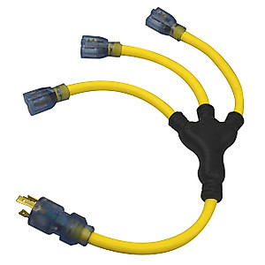 Prime GC130802, Yellow, Line Stow Adapter, 30 A, 3 12/3 AWG, 2 ft L