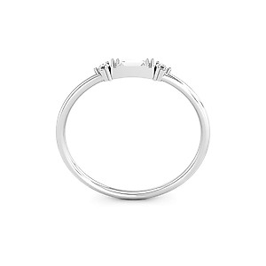 0.10CT Baguette & Round Brilliant Cut Lab Grown Diamond Three Stone Minimalist Ring In 10K White Gold (E-F, VVS-VS) 6US