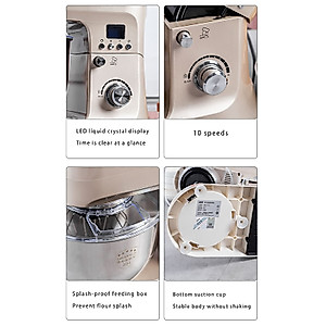 CLING 1000W Kitchen Stand Mixer Dough Mixers 10 Speed LED Liquid Crystal Display Timing Function with Dough Hook, Beater & Egg Whisk 6.2L Large Capacity