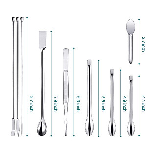 25 Pcs Stainless Steel Lab Spatula Micro Scoop Set Laboratory Tiny Mixing Spatula with Tweezers Long Sampling Spoon for Powders Gel Cap Capsule Filler (25Pcs)