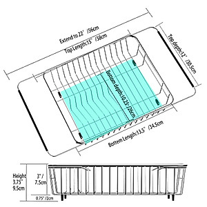 SANNO Expandable Dish Drying Rack with 4 Division Utensil Silverware Cutlery Holder,Large Dish Drainer Drain Expandable Dish Rack Shelf Dish Rack in Sink or Over Sink On Counter Stainless Steel