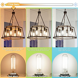 hansang E26 Edison LED Bulb, 40W Equivalent, 3000K Warm White Dimmable Tubular T10 LED Bulb, E26 Base Light Bulbs for Chandelier, Decorative Light Bulbs with Clear Glass, 120V, CRI85+, 400LM, 6 Pack