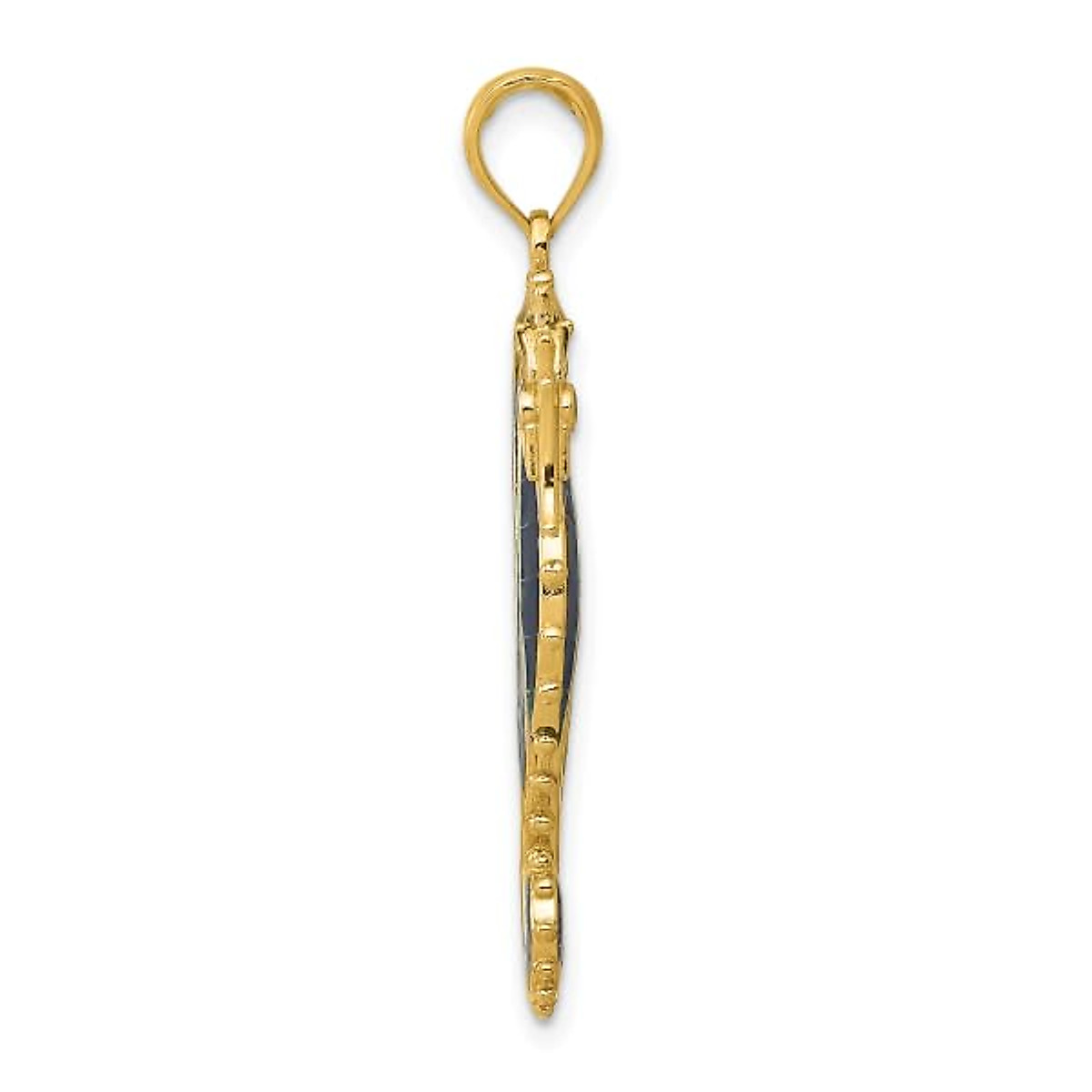 IceCarats 14K Yellow Gold Blue Seahorse Necklace Charm Pendant 36mm x 12mm Only