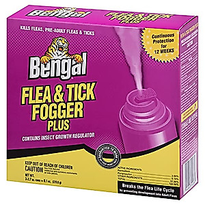Bengal Flea and Tick Fogger Plus – 3 Pk Odorless Spray Treatment for Home Infestations – 12 Week Insect Killer, 3x2.7 oz