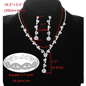 Udalyn Rhinestone Bridesmaid Jewelry Sets for Women Necklace and Earring set for Wedding with Crystal Bracelet